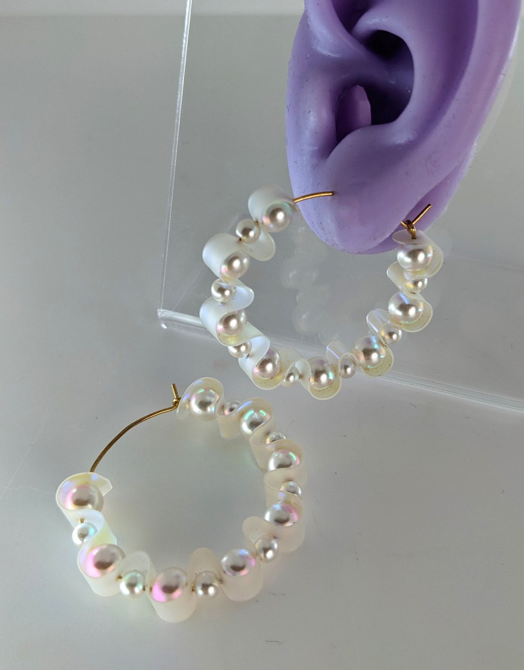 Luminous Hoops With Pearls two Sizes Available - Etsy
