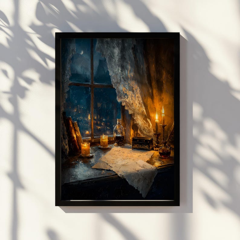 Eugene Onegin Romantic Oil Painting, Candlelit Russian Study Scene ...