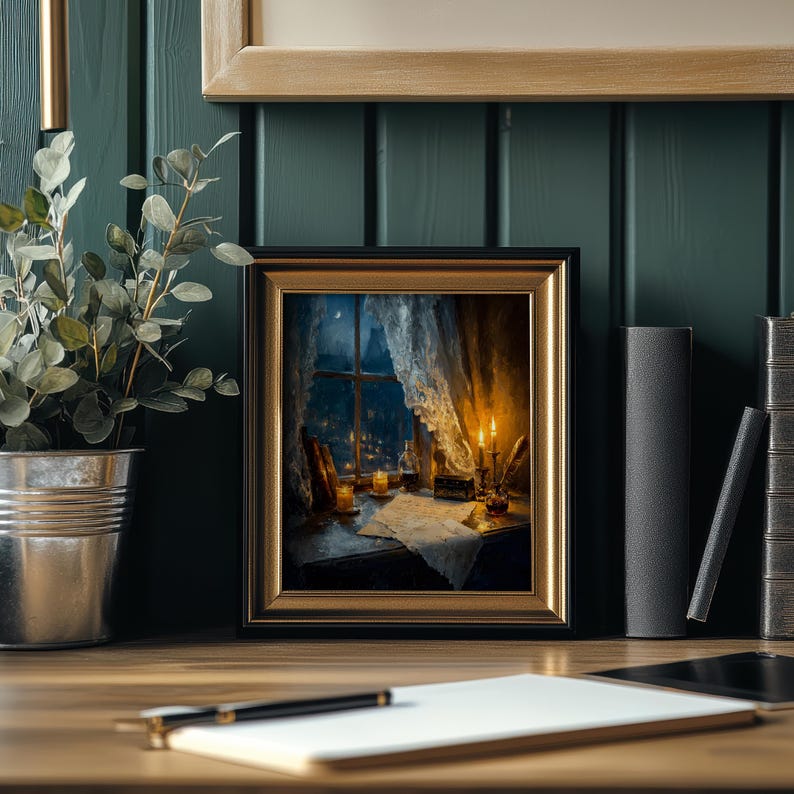 Eugene Onegin Romantic Oil Painting, Candlelit Russian Study Scene ...