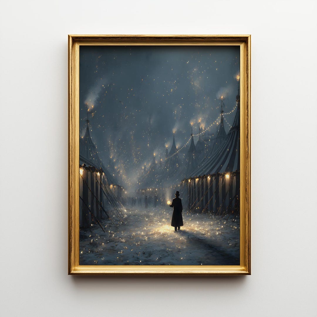 Midnight Magical Circus Oil Painting Print, Romantasy Fantasy Wall ...