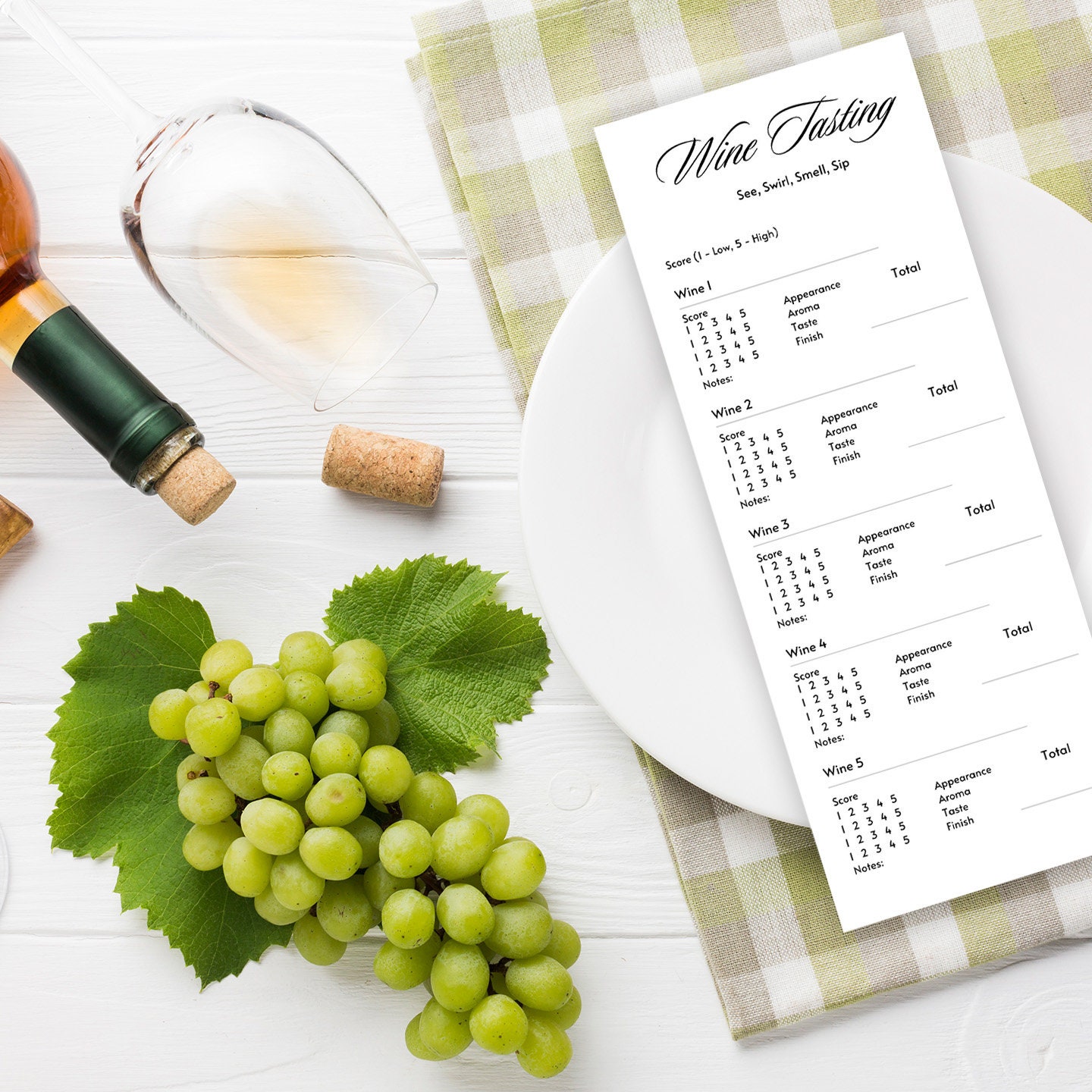 Wine Tasting Card Template Printable Wine Tasting Score Card Wine ...