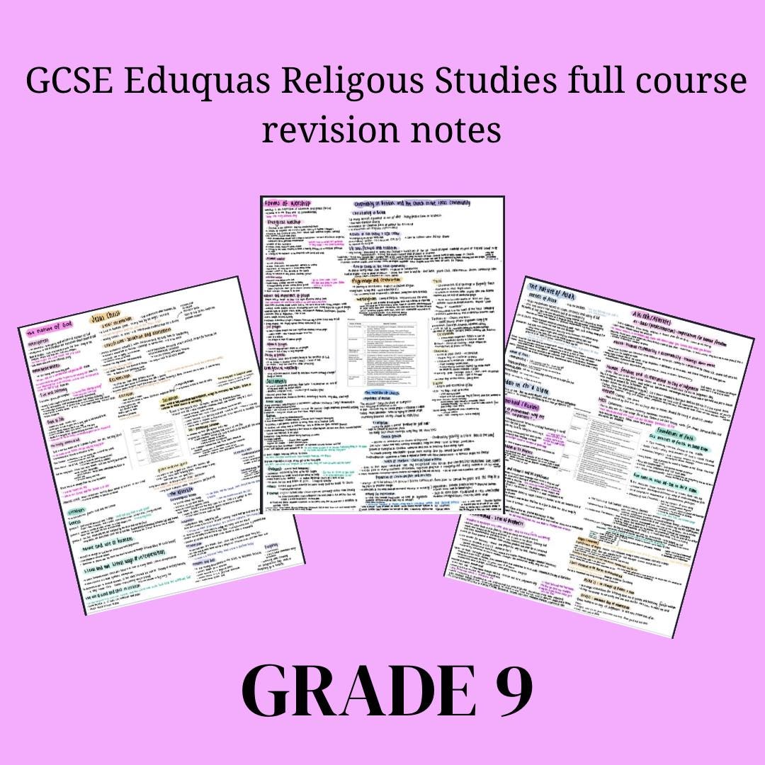 GCSE Eduquas Religious Studies Grade 9 Revision Notes - Etsy UK