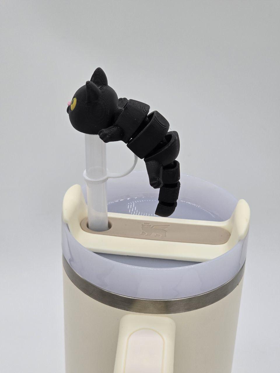 Articulated Cat Straw Topper - 10mm Straw - Fits Stanley and Most ...