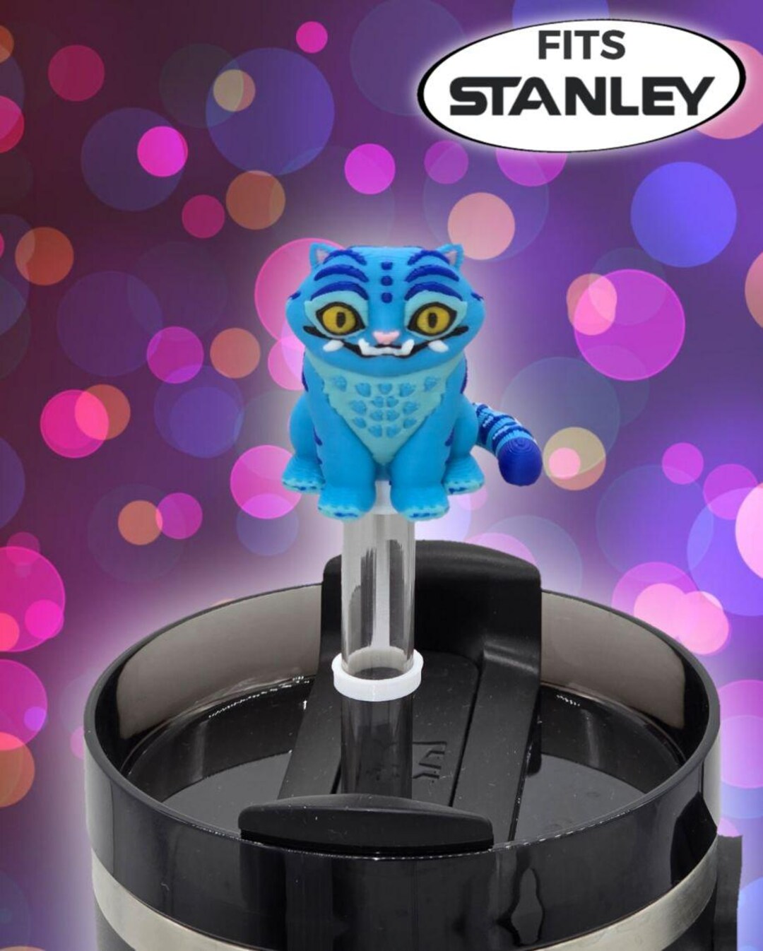 Derpy Tiger Straw Topper - 10mm or 8mm Straw - Tumbler Accessory ...