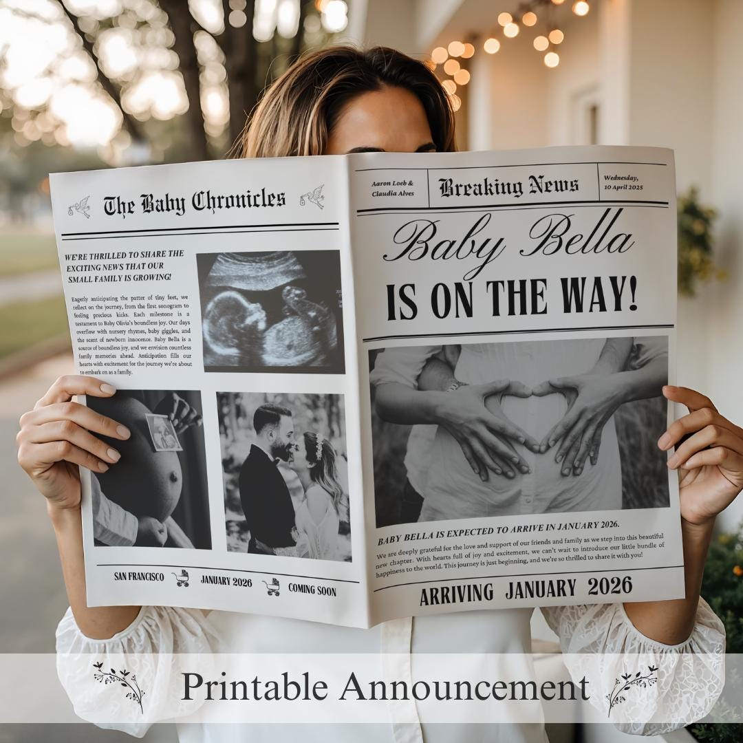 Baby Announcement Newspaper Template Newspaper Baby Pregnancy ...
