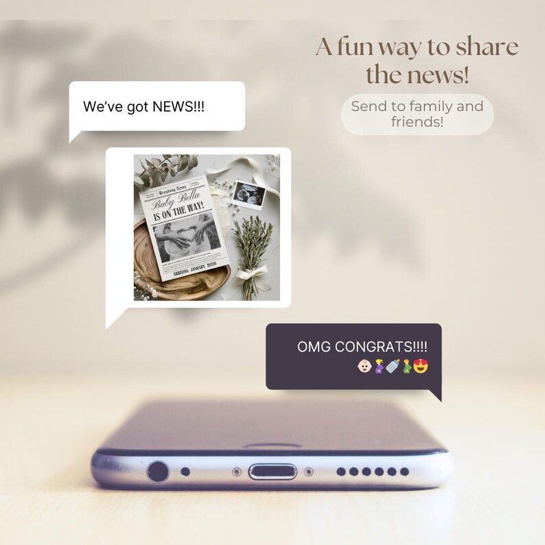 Newspaper Baby Announcement Digital Baby on the Way Pregnancy Reveal ...