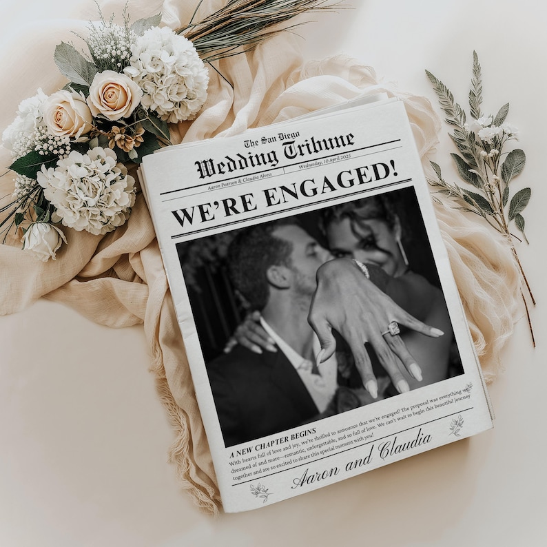 Newspaper Engagement Announcement DIY Newspaper Wedding Template ...