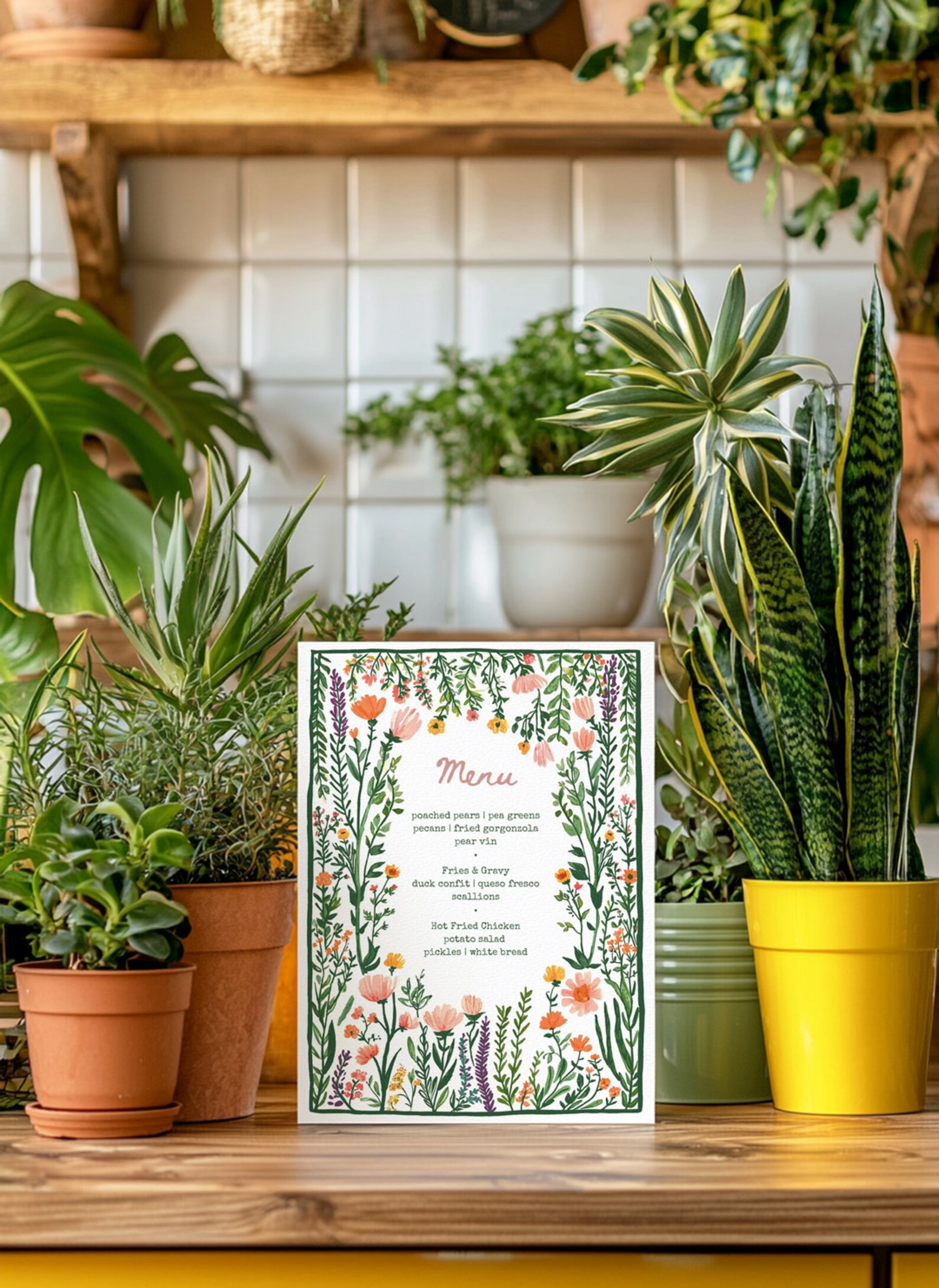 Floral Menu Template, 5x7in Card and 4x6in Table Tent Card - Editable ...