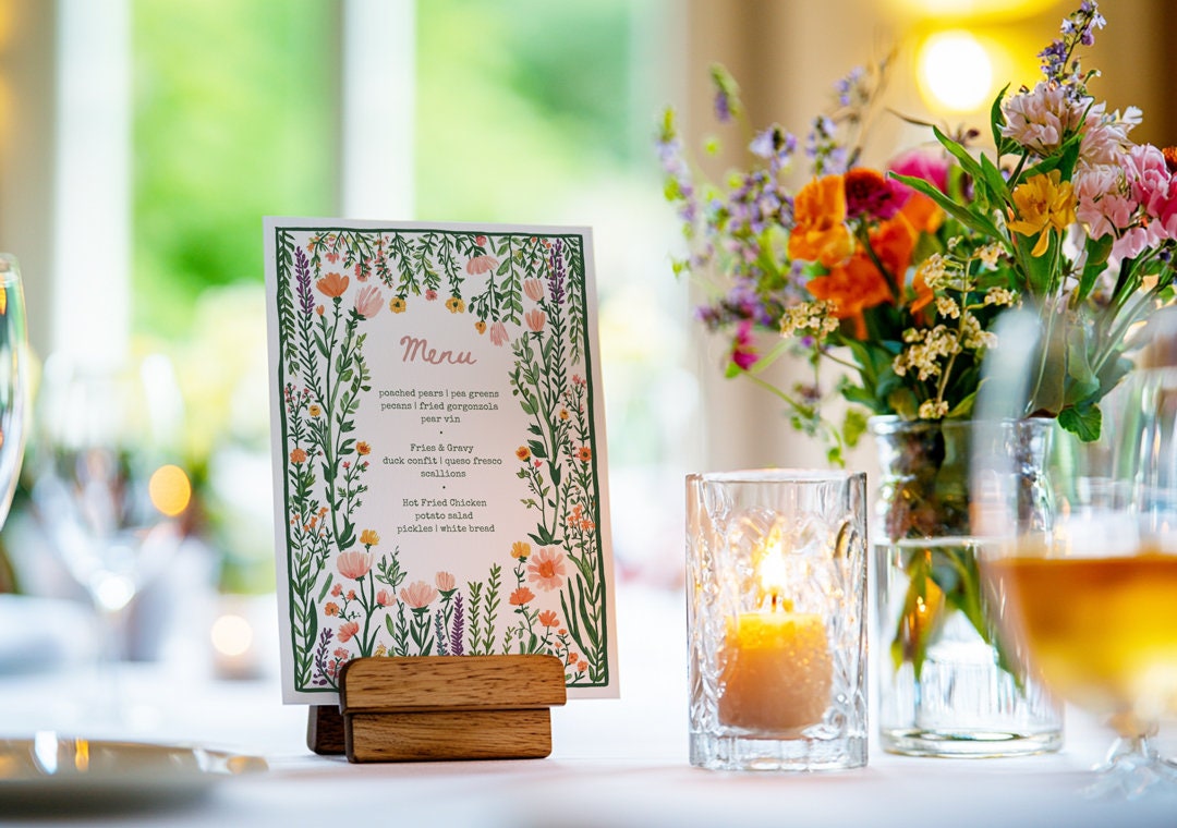 Floral Menu Template, 5x7in Card and 4x6in Table Tent Card - Editable ...