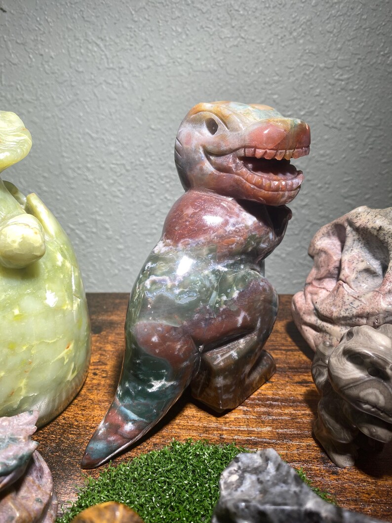 Ocean Jasper Tyrannosaurus Rex T-rex Dinosaur Crystal Carving - Etsy