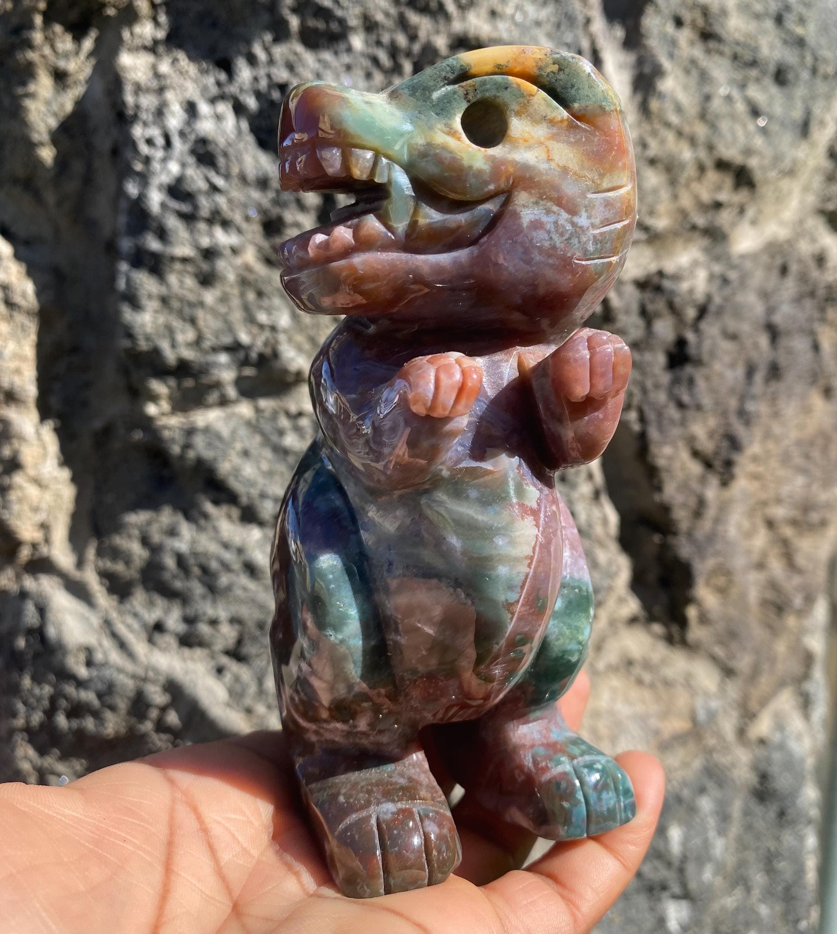 Ocean Jasper Tyrannosaurus Rex T-rex Dinosaur Crystal Carving - Etsy