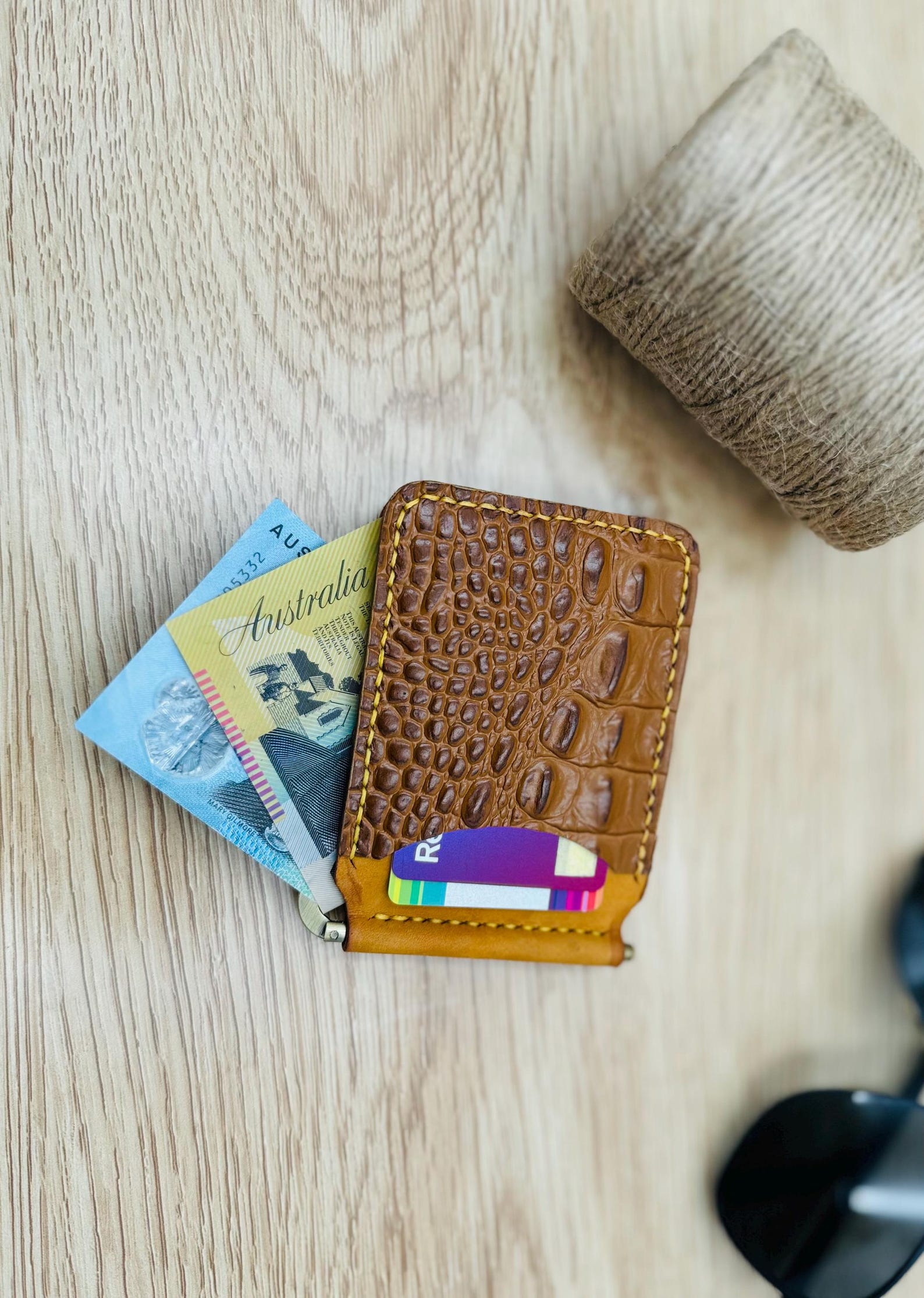 Bumble Bee-1 Money Clip Wallet | Premium Crocodile-embossed Cow Leather ...