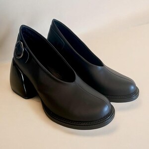 Genuine Burgundy Patent Leather Classic Heels 6 Cm Block Heel Dress ...