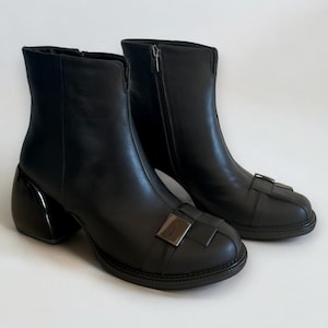 Genuine Burgundy Patent Leather Classic Heels 6 Cm Block Heel Dress ...