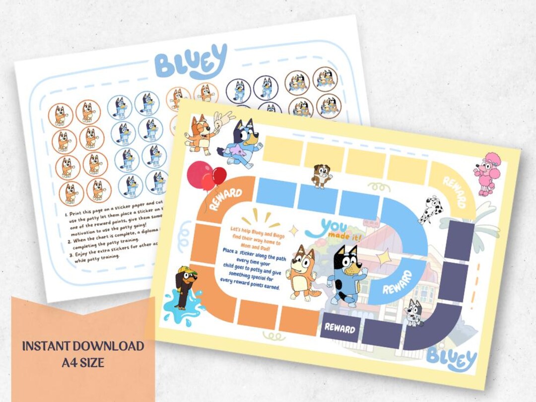 Bluey Themed Potty Training Kit Printable Rewar Chart, Stickers ...