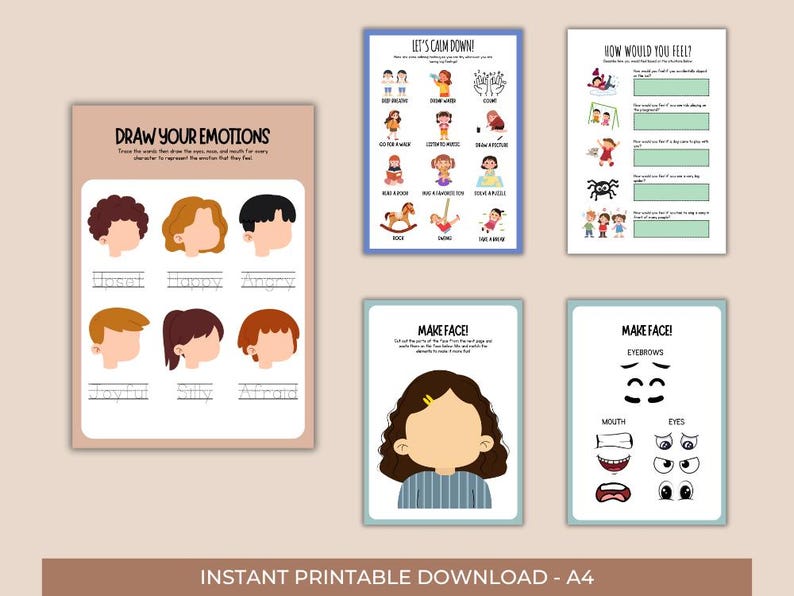 Emotions Charts and Activity Sheets for Girls Emotion Regulation and ...