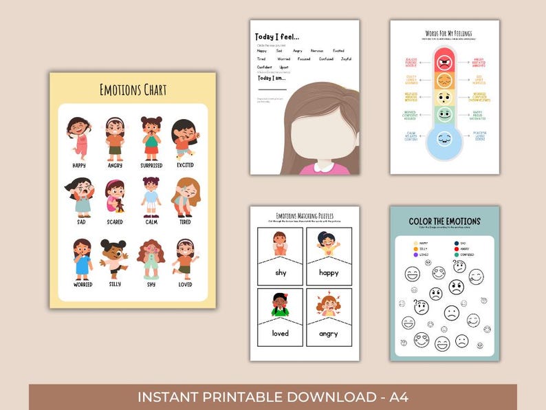 Emotions Charts and Activity Sheets for Girls Emotion Regulation and ...