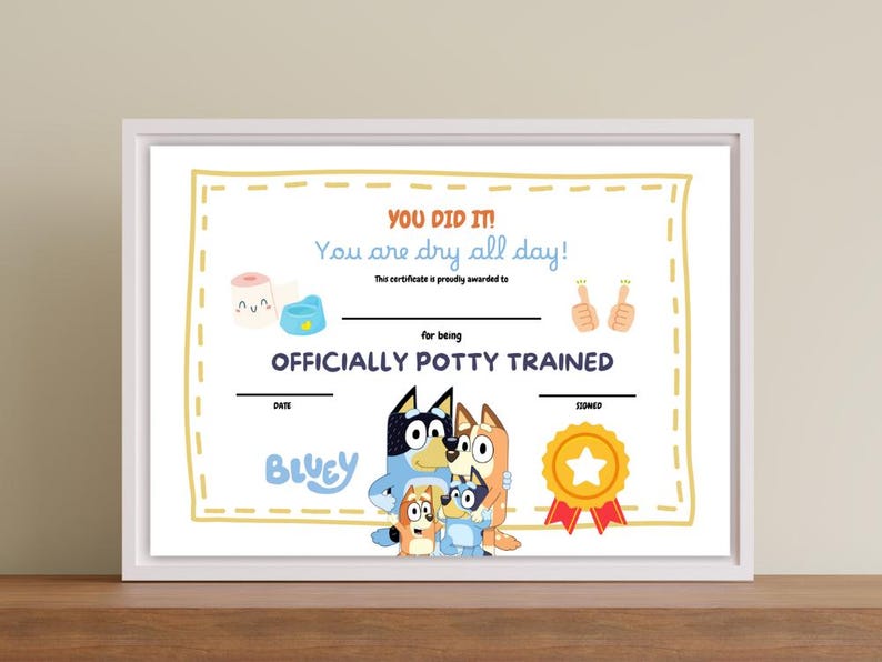 Bluey Themed Potty Training Kit Printable Rewar Chart, Stickers ...