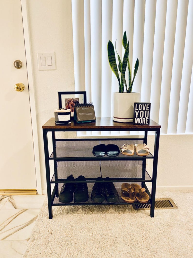 Industrial Shoe Rack 4-tier Shoe Shelf Storage Organizer 3 Mesh Shelves ...