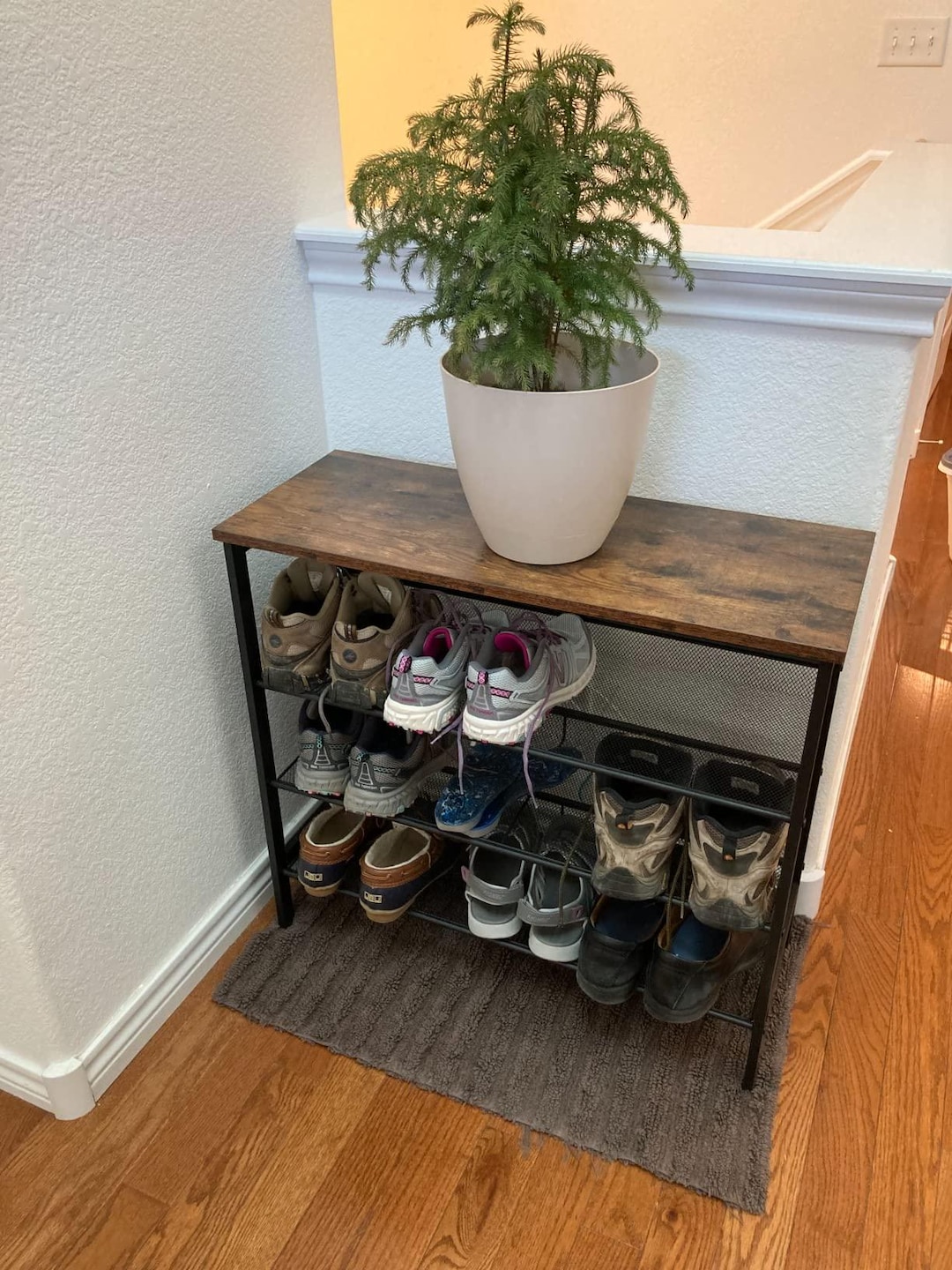 Industrial Shoe Rack 4-tier Shoe Shelf Storage Organizer 3 Mesh Shelves ...