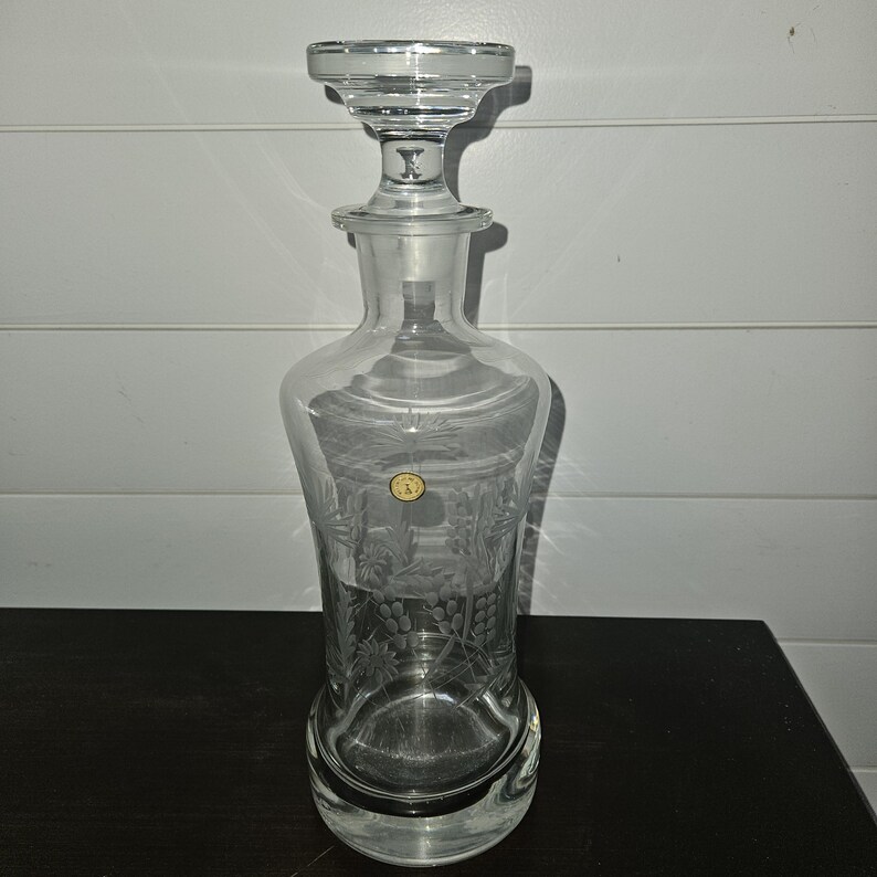 Vintage Etched Decanter With Floral Design Made in Romania - Etsy