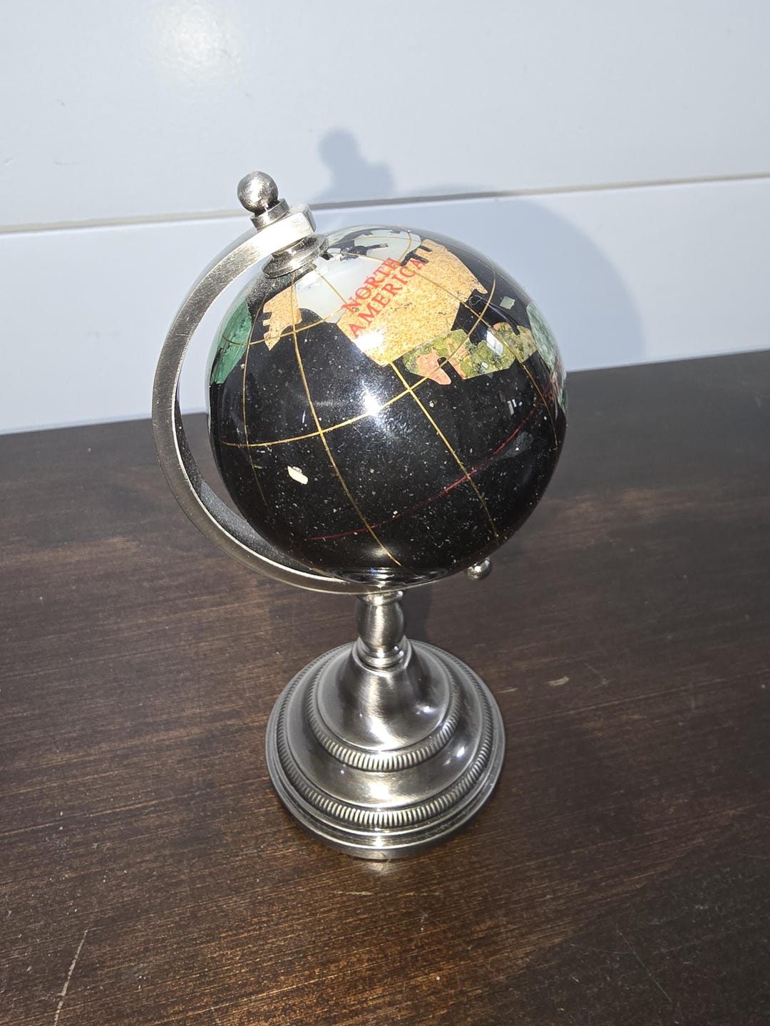 Small Desk Globe With Blue Lapis, Mother of Pearl, and Other Beautiful ...