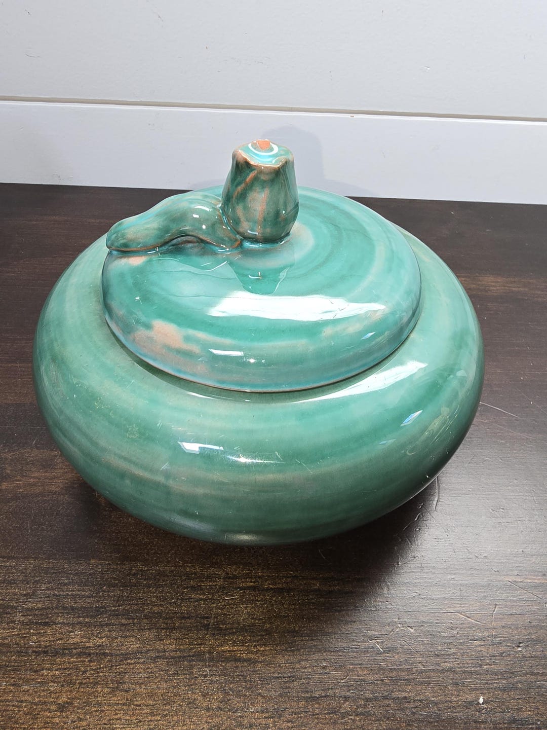 Green Stangl Bowl With Lid Flower Handle #3684 Pottery Bowl - Etsy