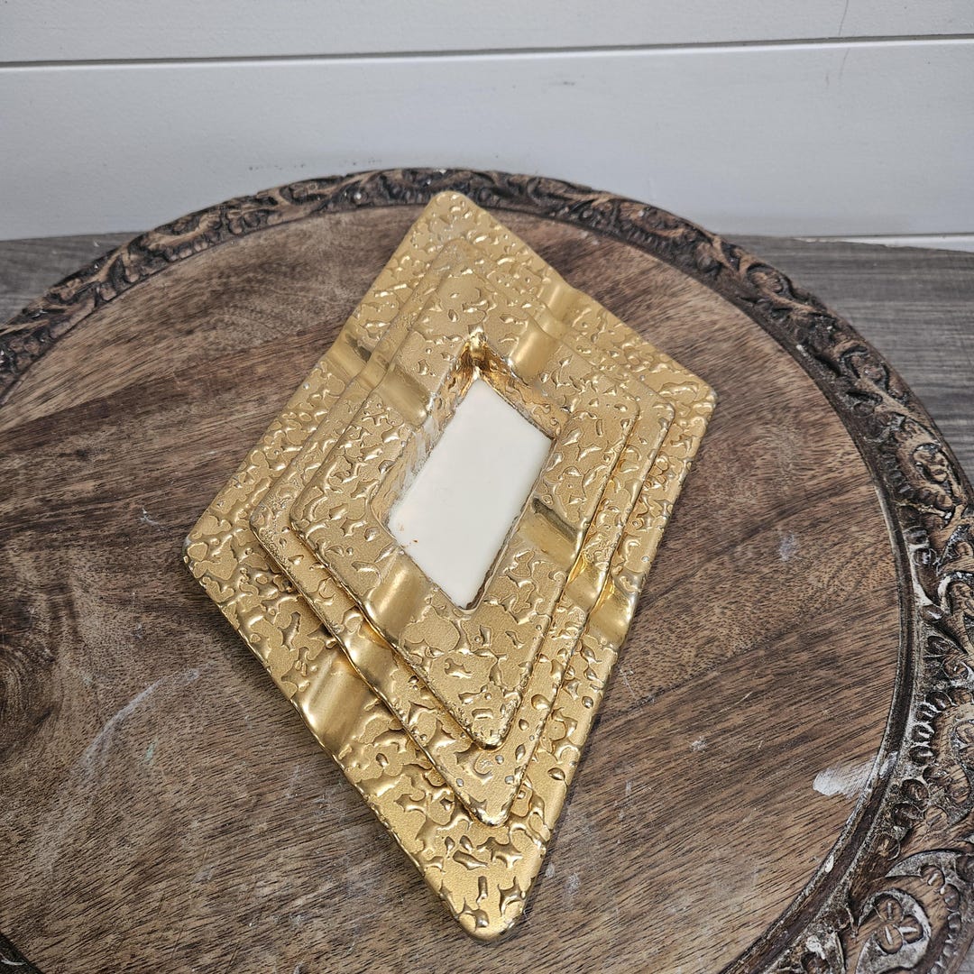 Weeping 22k Gold Glaze Porcelain Hand Painted Nesting Ashtrays/trinket ...