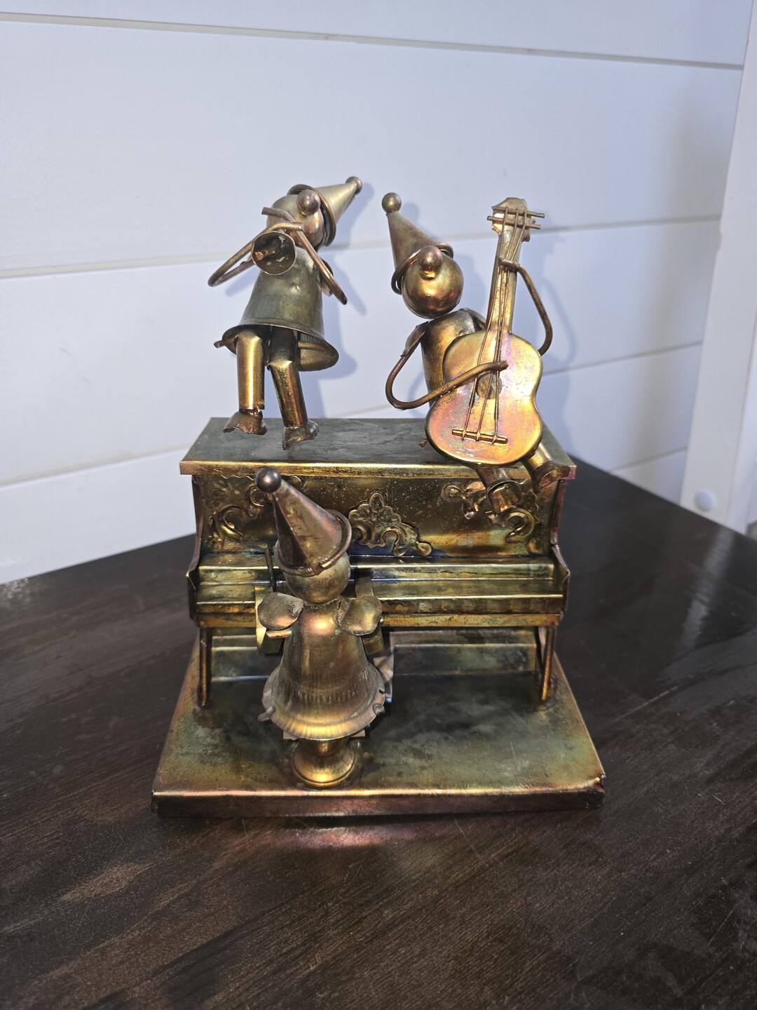 Vintage Copper Music Box With Piano, Base, and Horn Players- Plays When ...