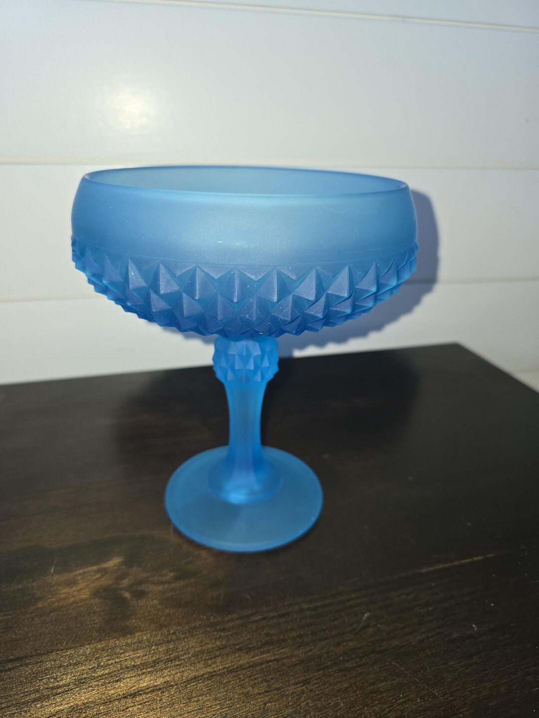 Vintage Indiana Satin Blue Diamond Point Glass Candy/trinket Bowl - Etsy