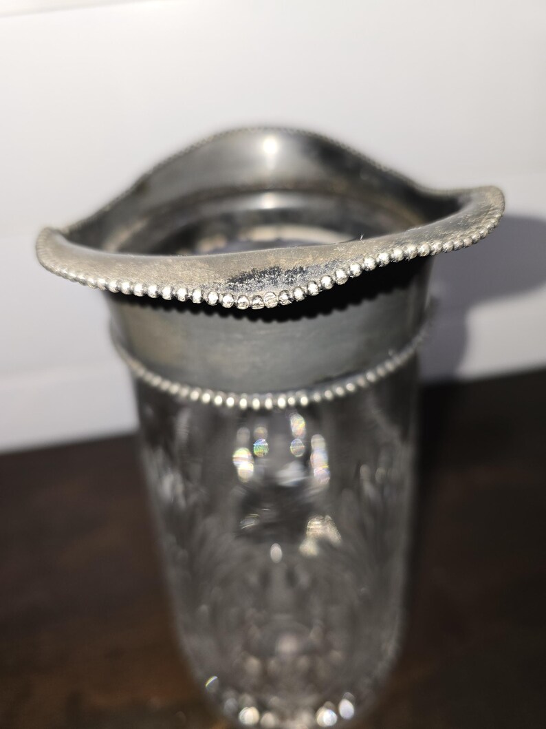 Vintage Brilliant Cut Glass Pitcher With Silver Plated Spout - Etsy
