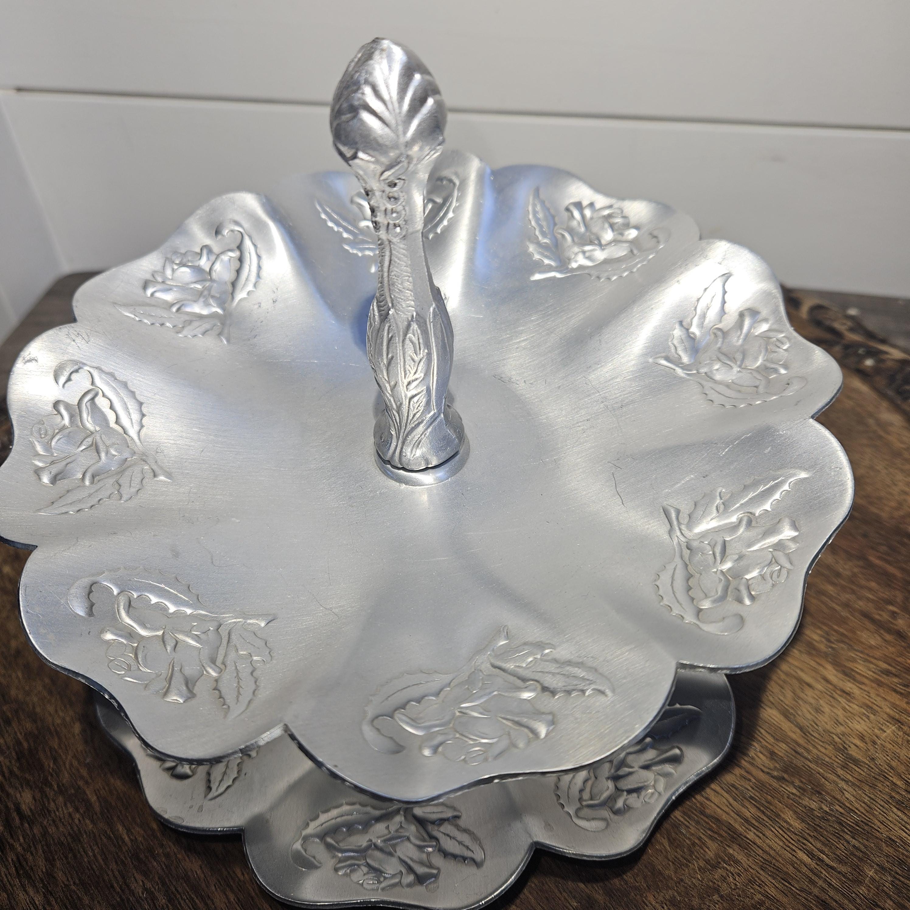 Vintage Forged Aluminum Two Tiered Tray, Roses Vintage - Etsy