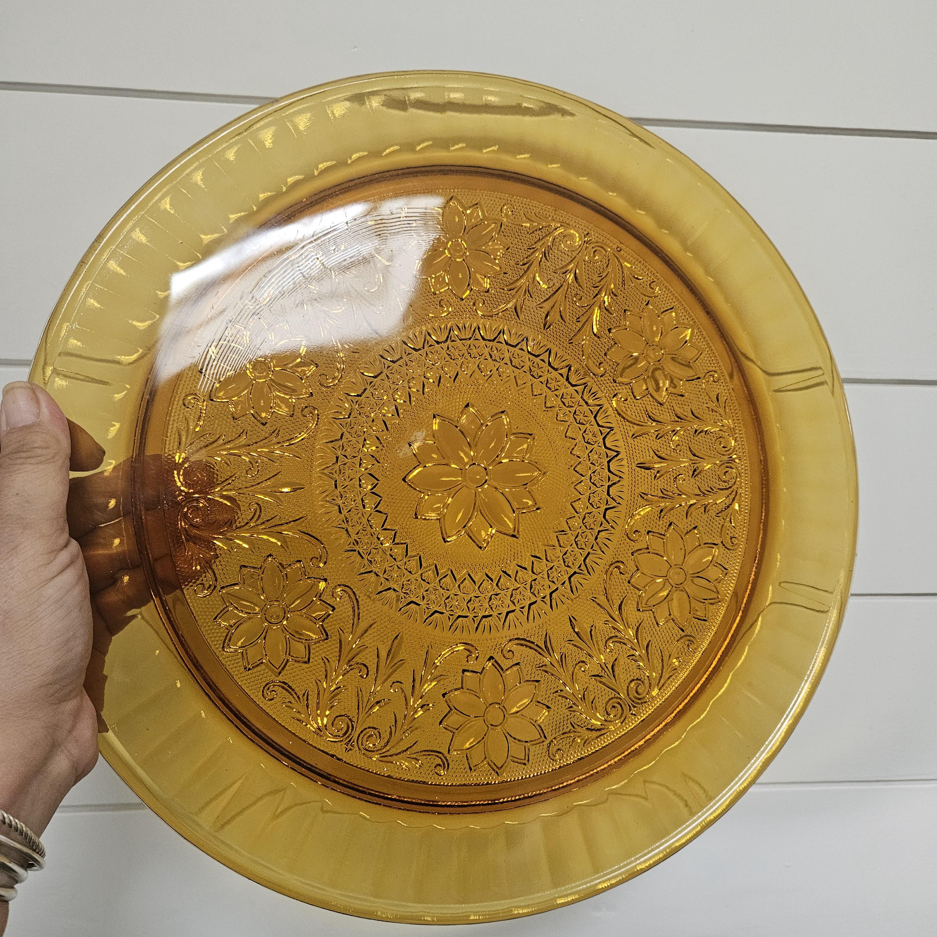 Vintage Amber Cake Plate Tiara/indiana Glass - Etsy