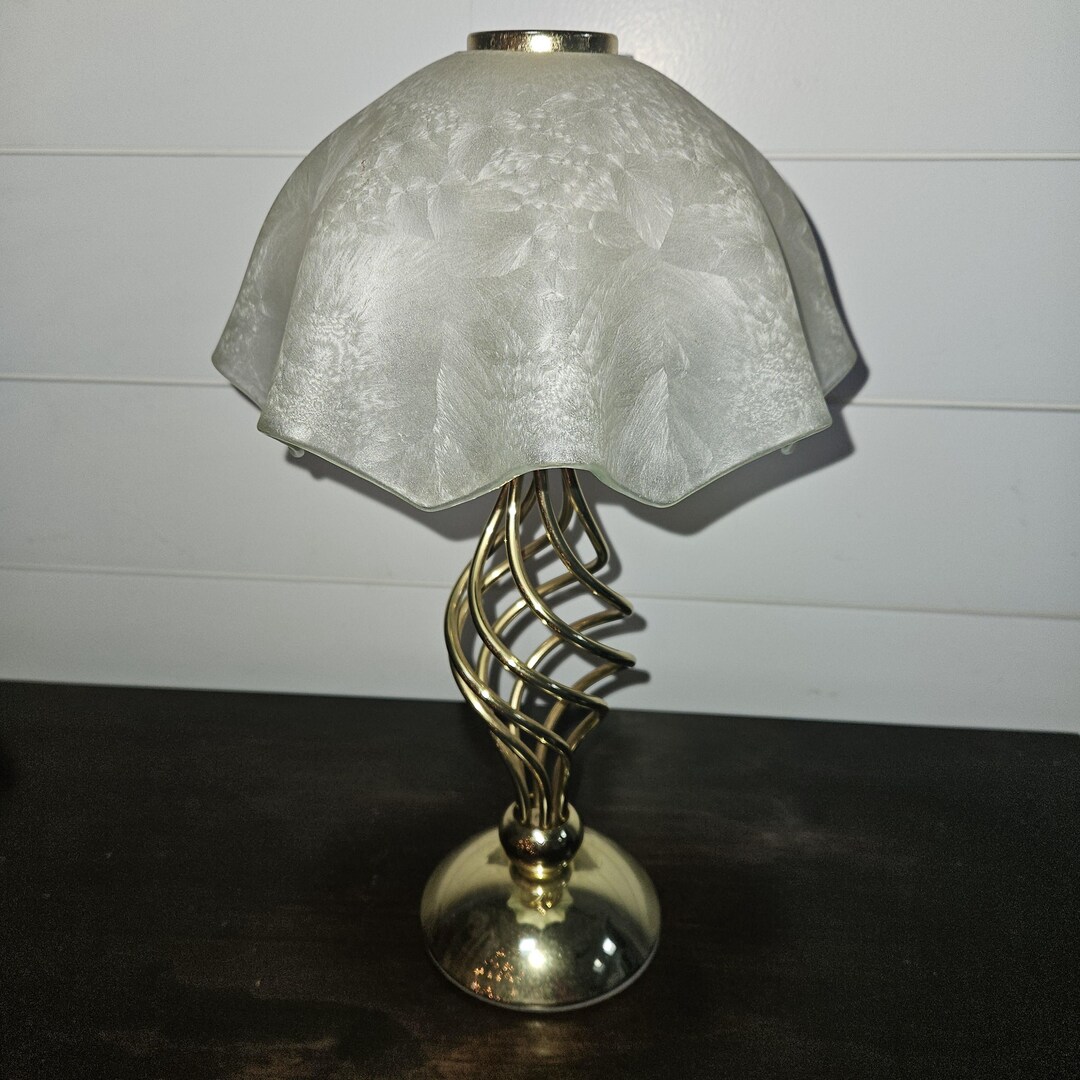 Vintage Partylite Paragon Spiral Brass Tea Light Candle Lamp W/glass ...
