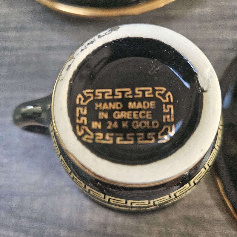 Handmade Greek 24k Gold Embellished Tea Cups and Saucers, Vintage - Etsy