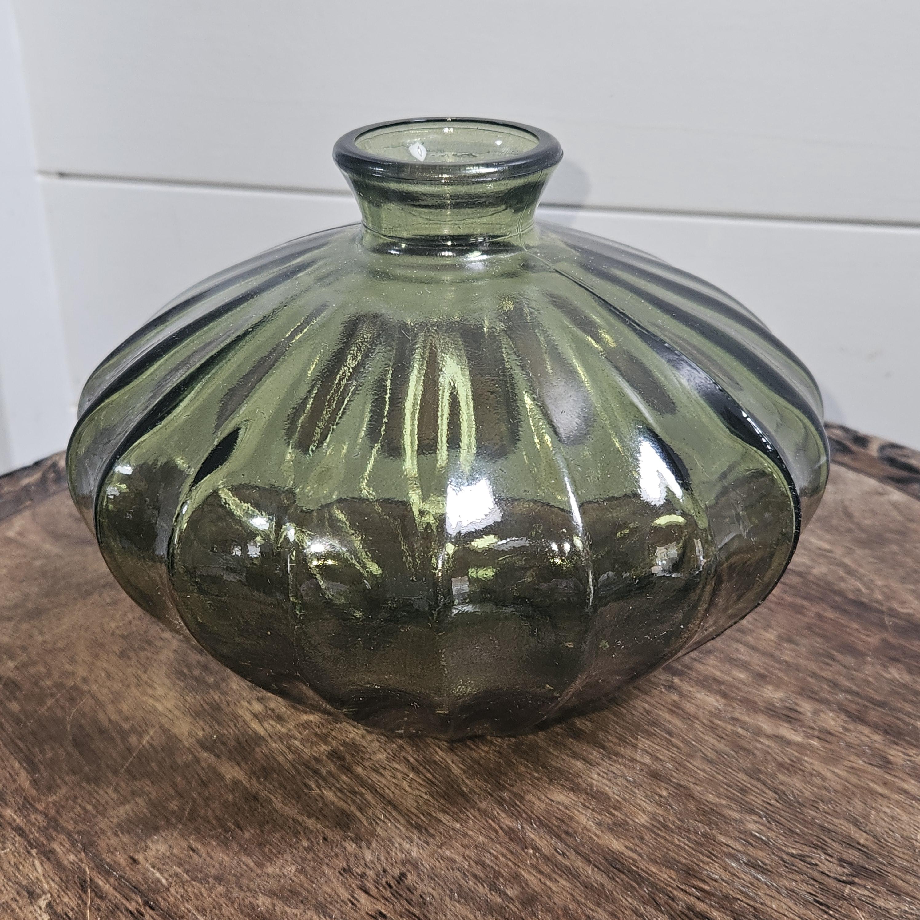Vintage Green Ribbed Glass Balloon Vase, MCM - Etsy
