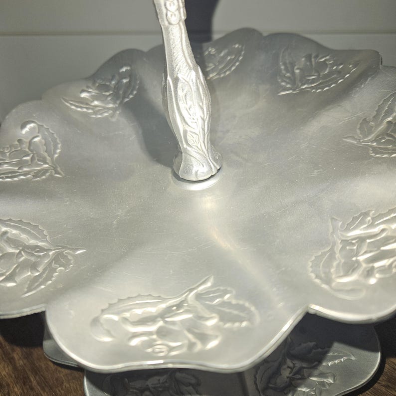 Vintage Forged Aluminum Two Tiered Tray, Roses Vintage - Etsy