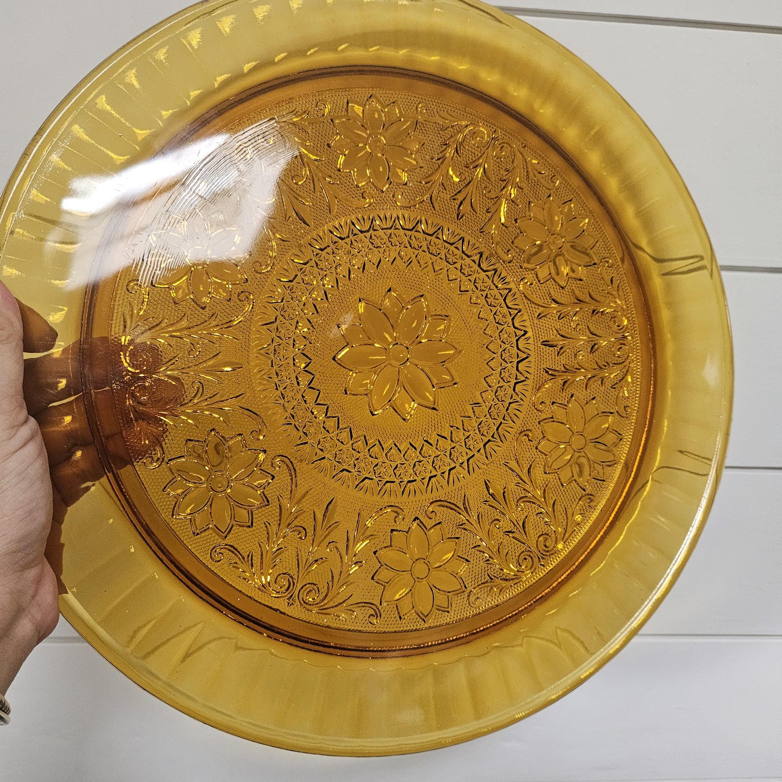 Vintage Amber Cake Plate Tiara/indiana Glass - Etsy