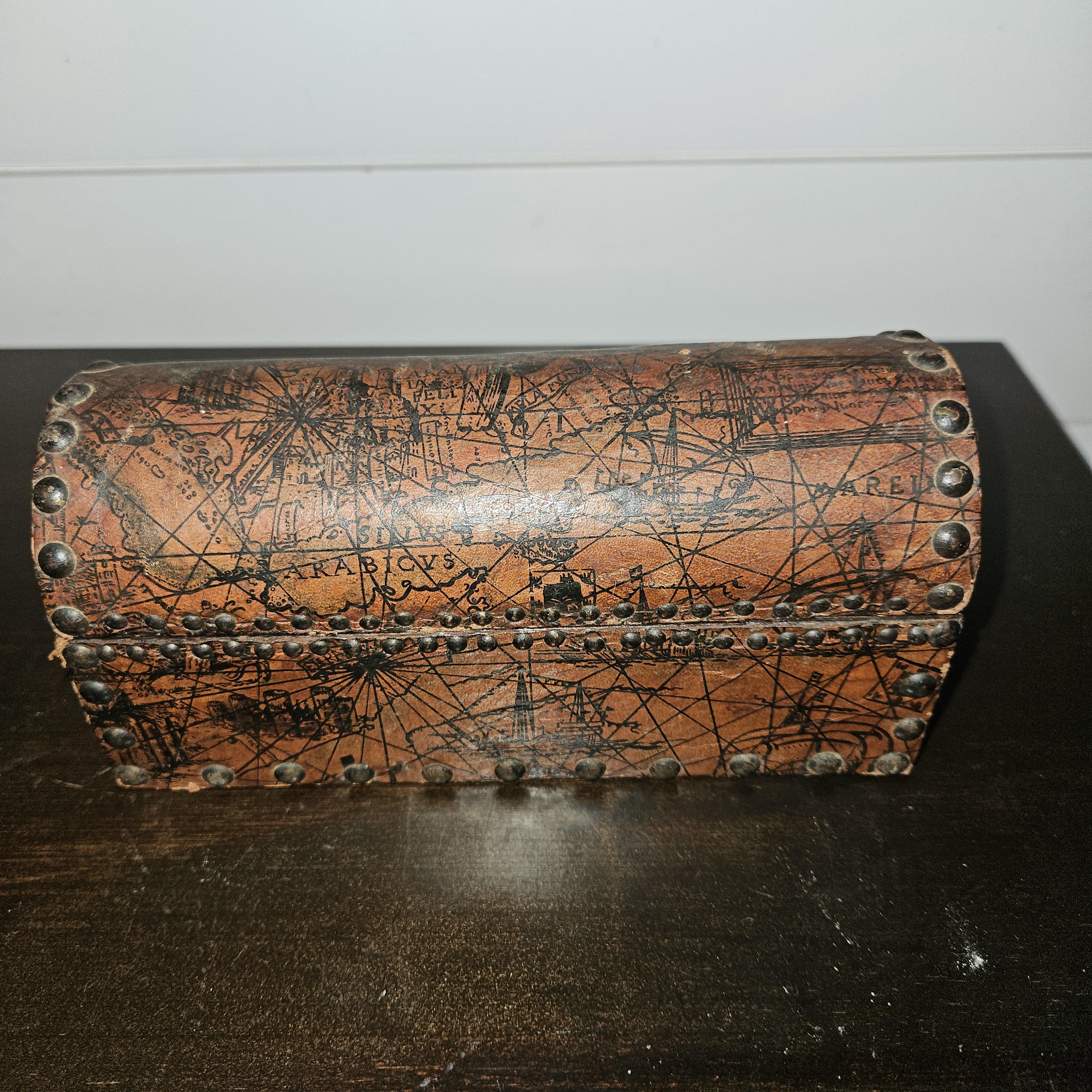 Vintage Leather Studded Map Box - Etsy