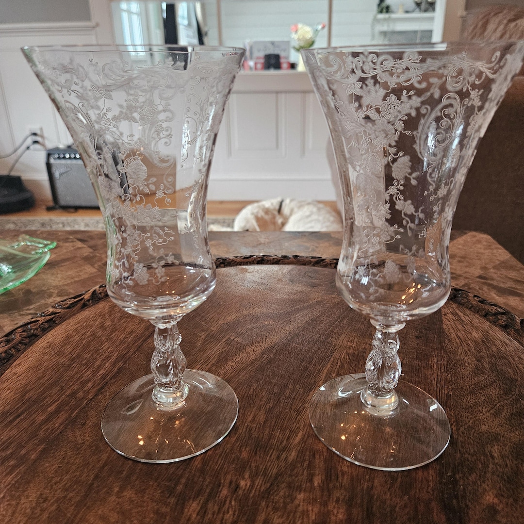 Cambridge-chantilly-etched Crystal Glasses - Etsy