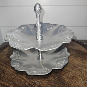 Vintage Forged Aluminum Two Tiered Tray, Roses Vintage - Etsy