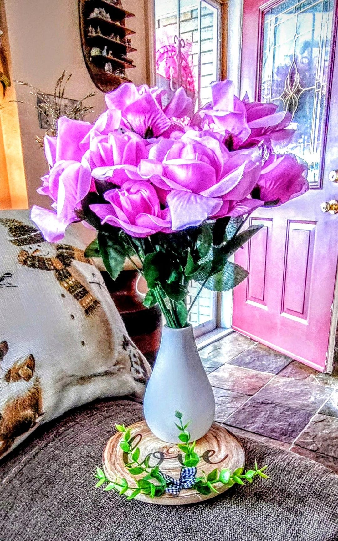 Roses French Country Bouquet Small Vase, Lavender Rustic Farmhouse ...