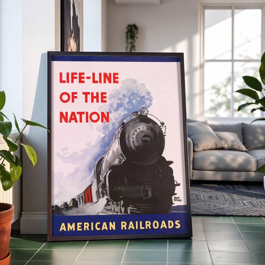 United States Steam Train Poster Travel Poster : Bold Wartime ...