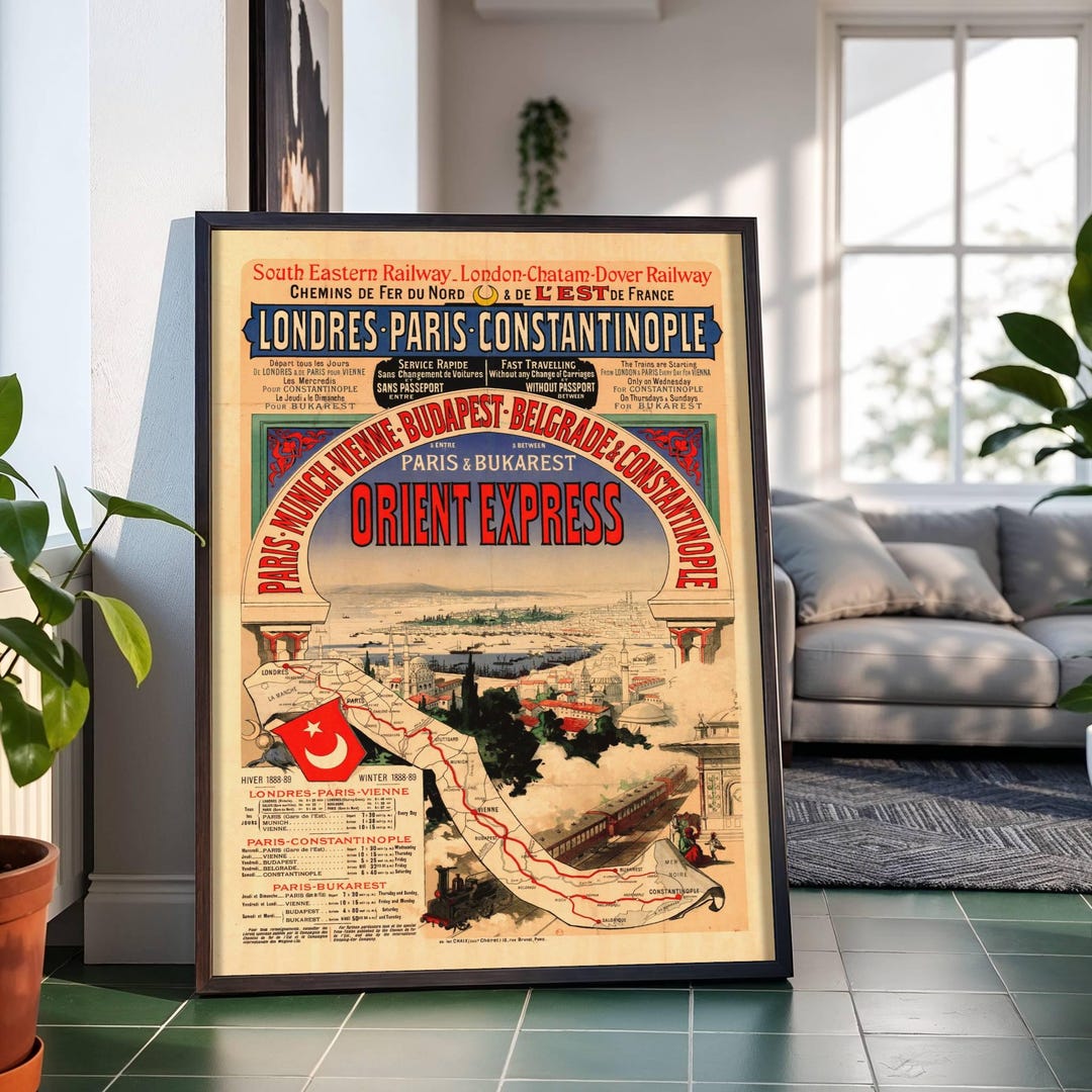 Orient Express Route Historic Train Route Travel Poster : Bold Vintage ...
