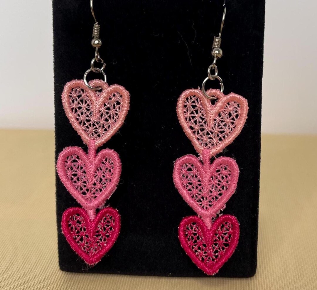 Heart Earrings Ombre Stacked Tilted Hearts Custom Colors Petite ...
