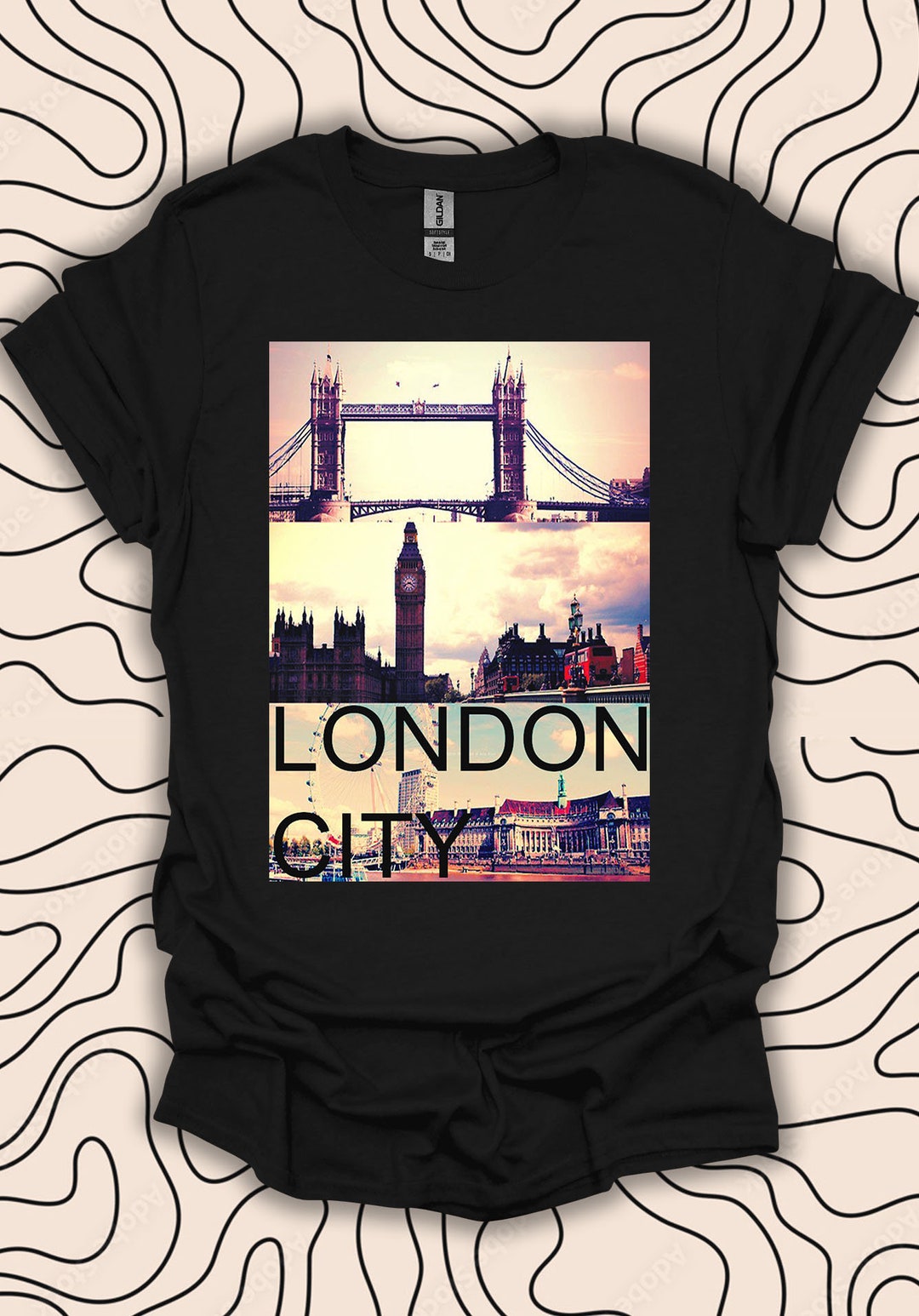 London City T-shirt – Iconic London Landmarks Tee – Travel Graphic Top ...