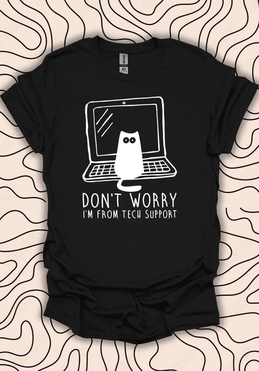 Tech Support Cat T-shirt – Cute Computer Geek Tee – Nerdy Cat Lover ...
