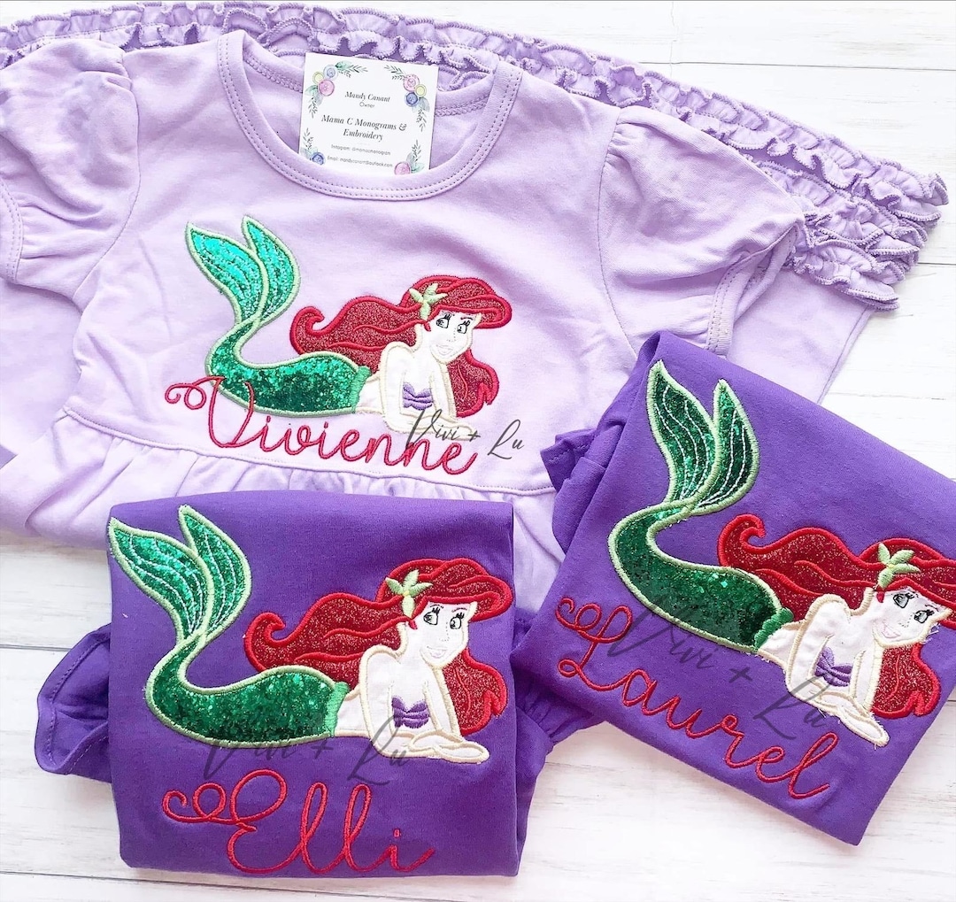 Little Mermaid Applique Personalized Dress Little Mermaid Shirt for ...
