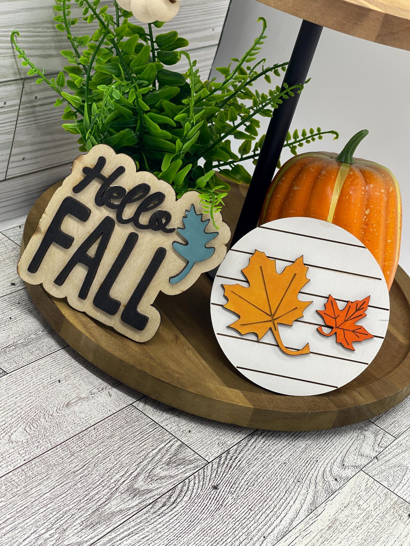 Fall Tier Tray Decor, Hello Fall Sign, Seasonal Tier Tray Decor, Fall ...