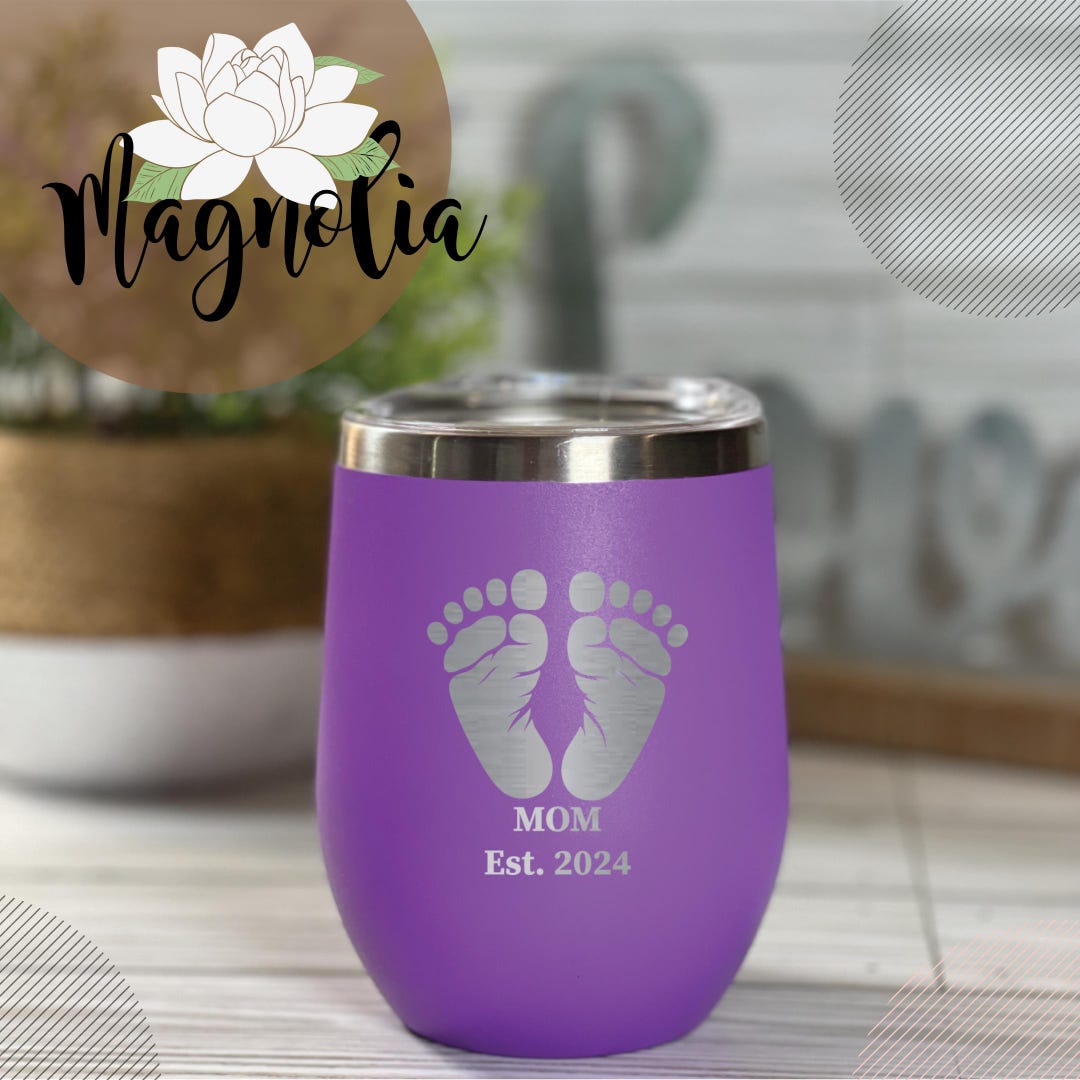 Custom Laser Engraved Wine Tumbler, Baby Footprints, Mom Gift - Etsy